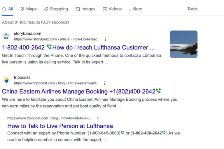 Warning! Airline scammers are posing as fake call centers